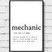 Mechanic Definition Wall Art, Mechanic Digital Print, Gift for Mechanic ...