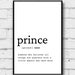 Prince Definition Print: Minimalist Wall Art (digital Download) - Etsy
