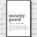 Security Guard Definition Wall Art, Security Guard Gift Idea, Security ...