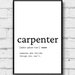 Carpenter Definition Wall Art, Carpenter Gift Idea, Carpenter Digital ...