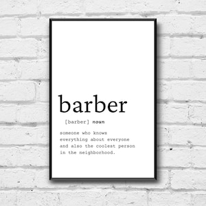 Barber Definition Wall Art, Barber Gift Idea, Barber Digital Print ...