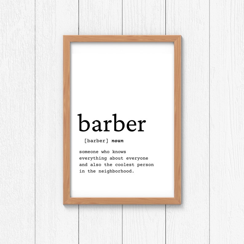 Barber Definition Wall Art, Barber Gift Idea, Barber Digital Print ...