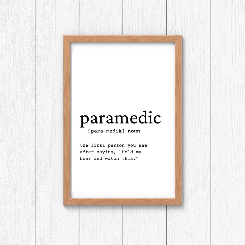 Paramedic Definition Wall Art, Digital Download, Definition Home Decor ...