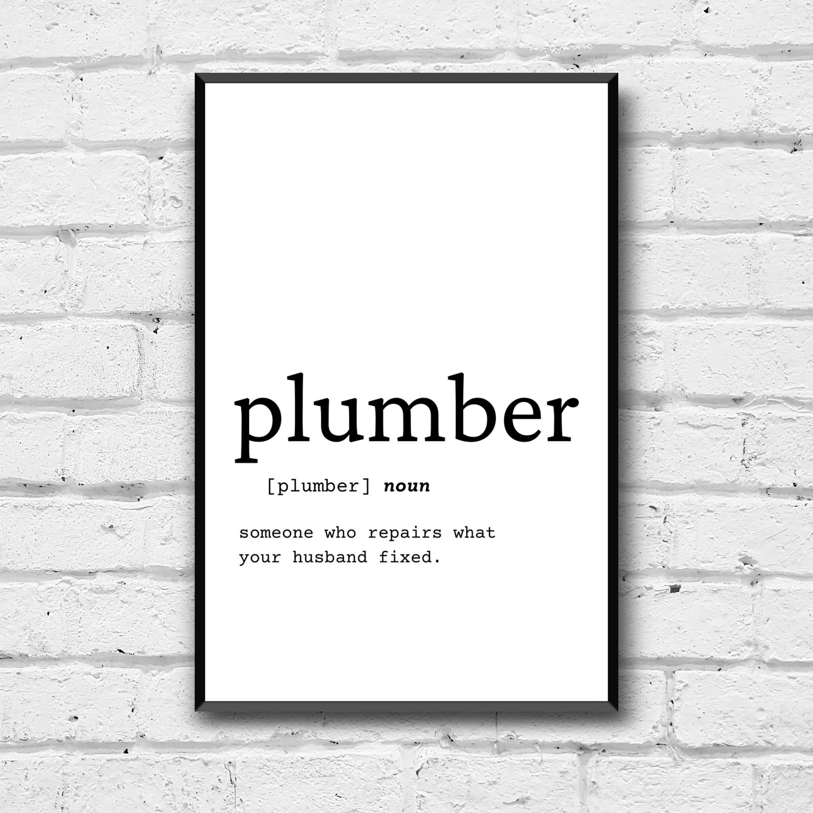 Plumber Definition Wall Art, Gift for Plumber, Plumber Digital Print ...