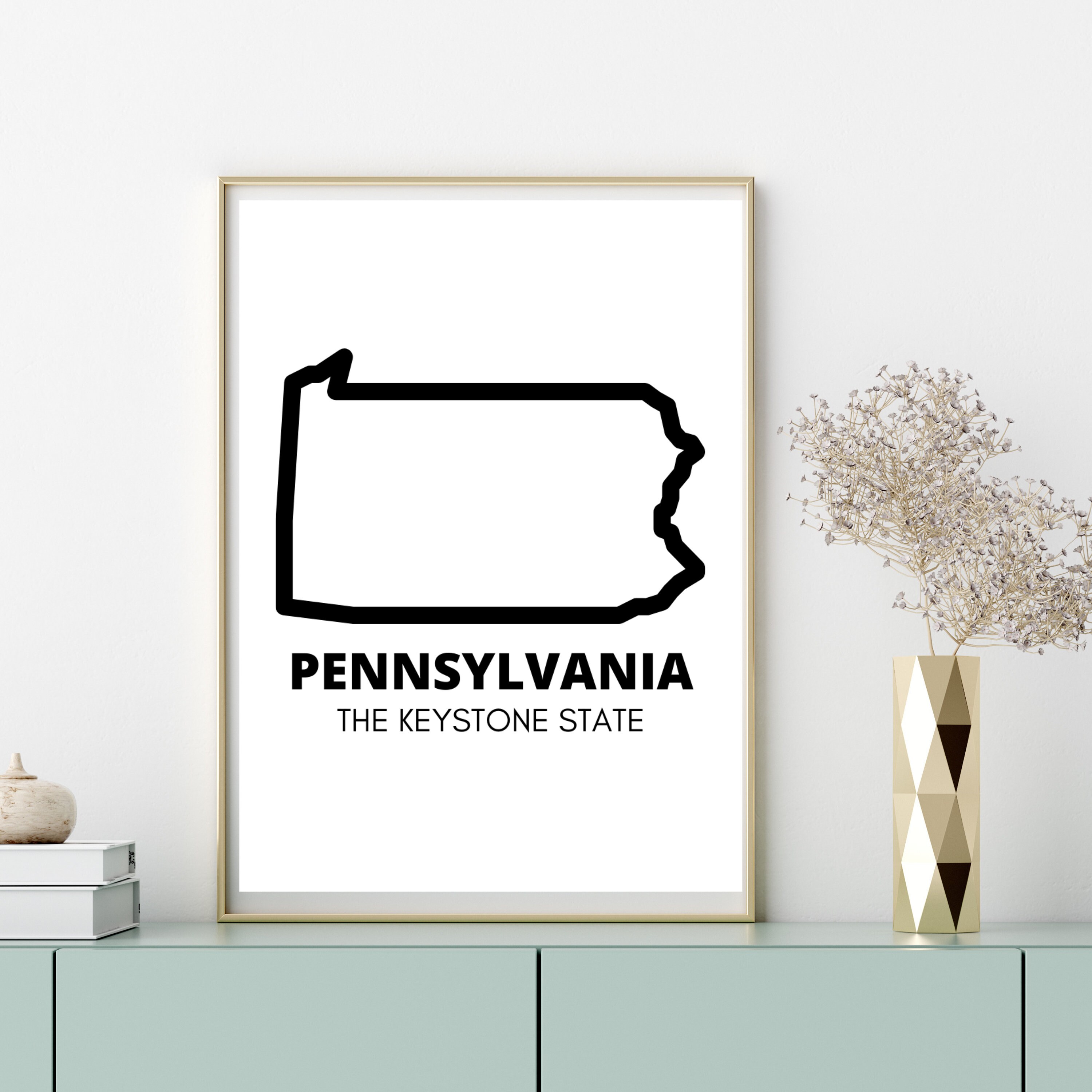 Pennsylvania State Wall Art, Pennsylvania Digital Print, the Keystone ...