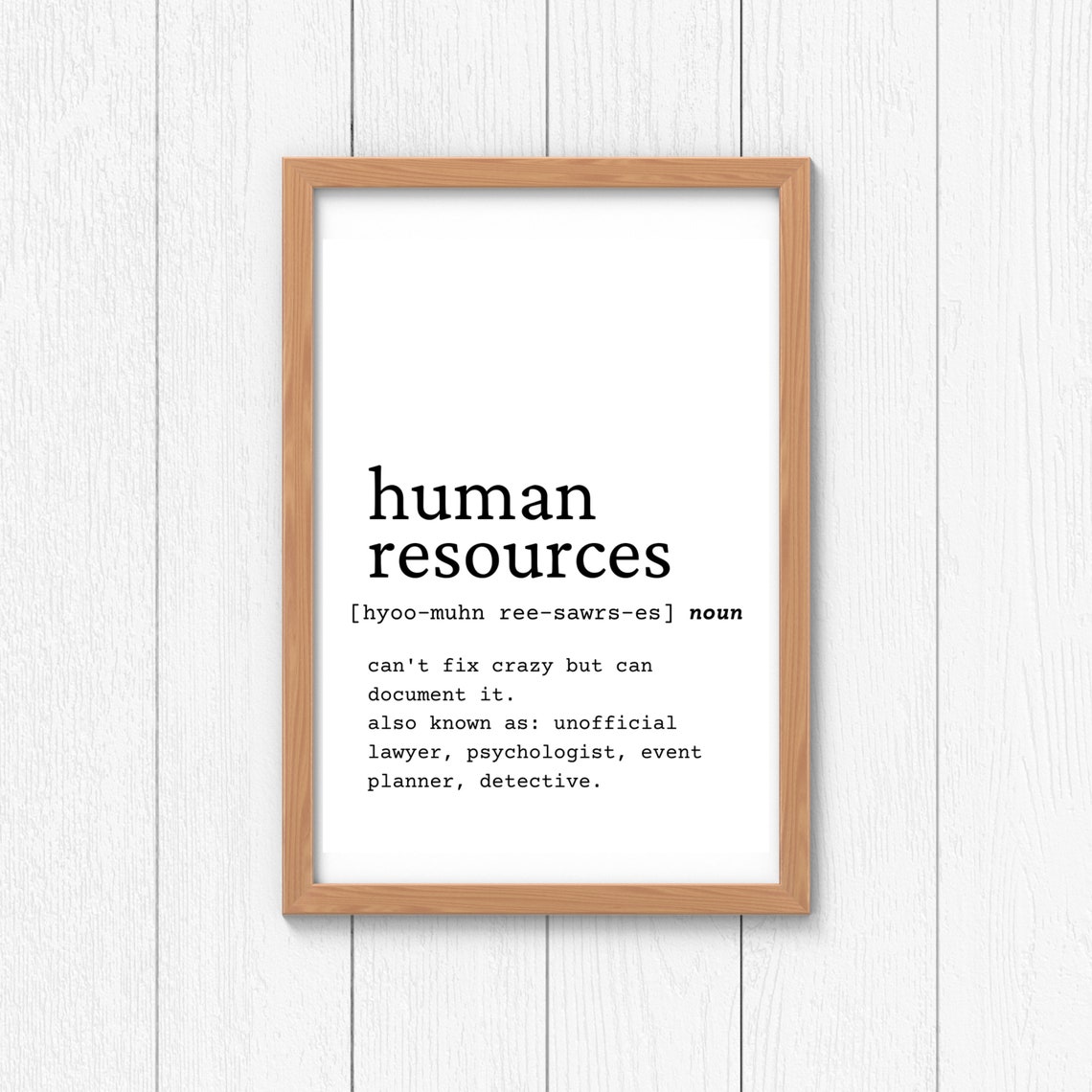 Human Resources Definition Wall Art, Digital Print, Definition Office ...