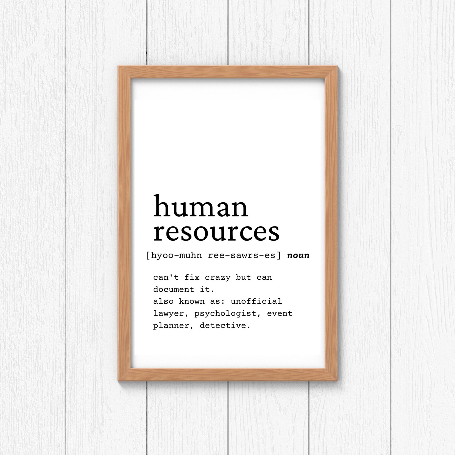 Human Resources Definition Wall Art, Digital Print, Definition Office ...