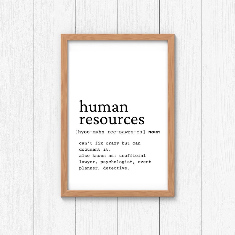 Human Resources Definition Wall Art, Digital Print, Definition Office ...