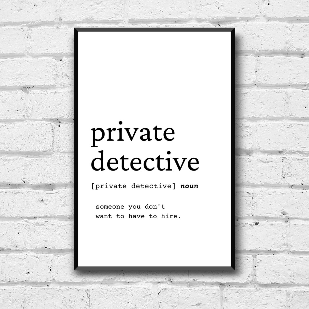Private Detective Definition Wall Art, Private Detective Gift Idea ...