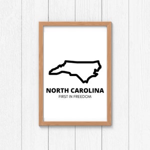 North Carolina State Wall Art, North Carolina Digital Print, First in ...