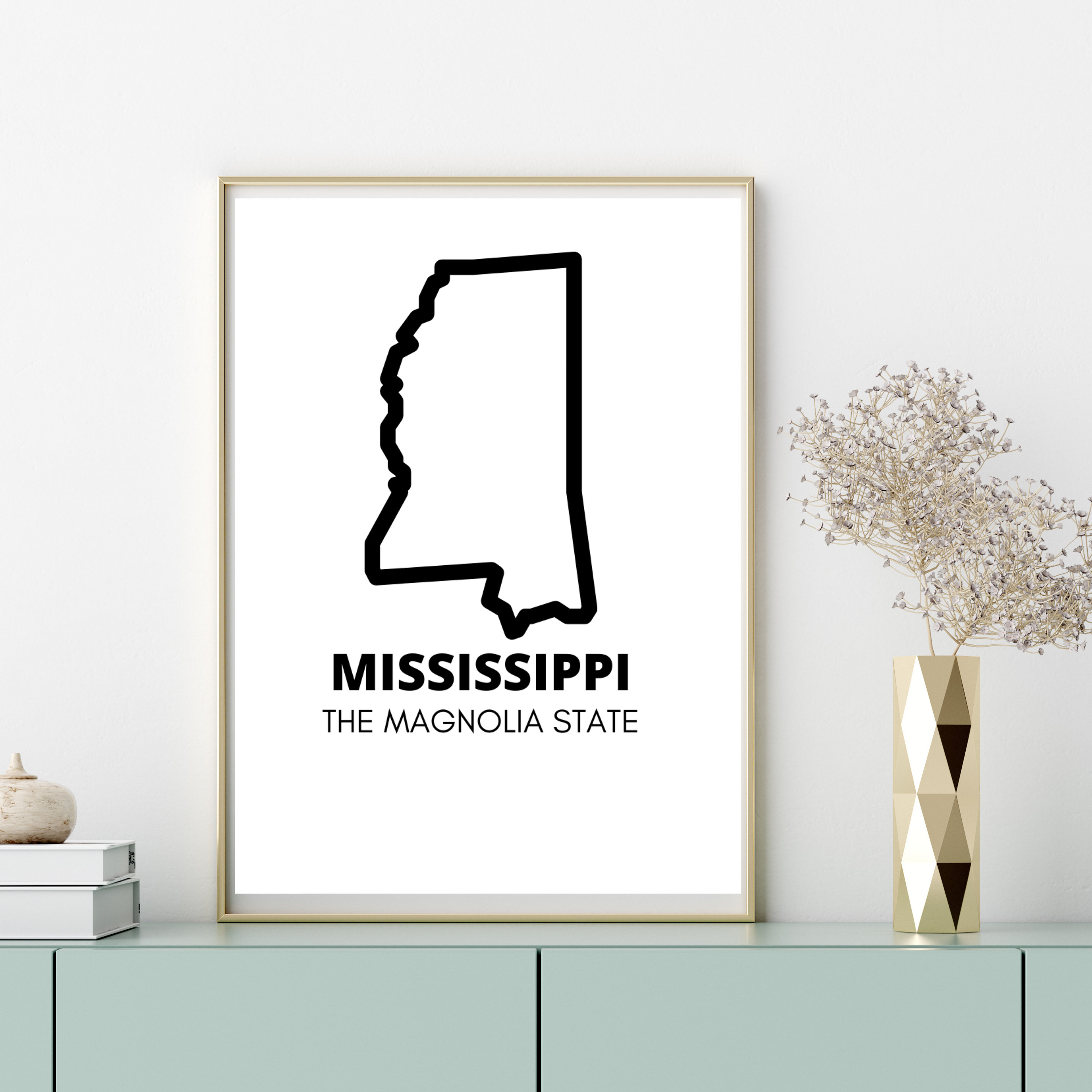 Mississippi State Wall Art, Mississippi Digital Print, the Magnolia ...