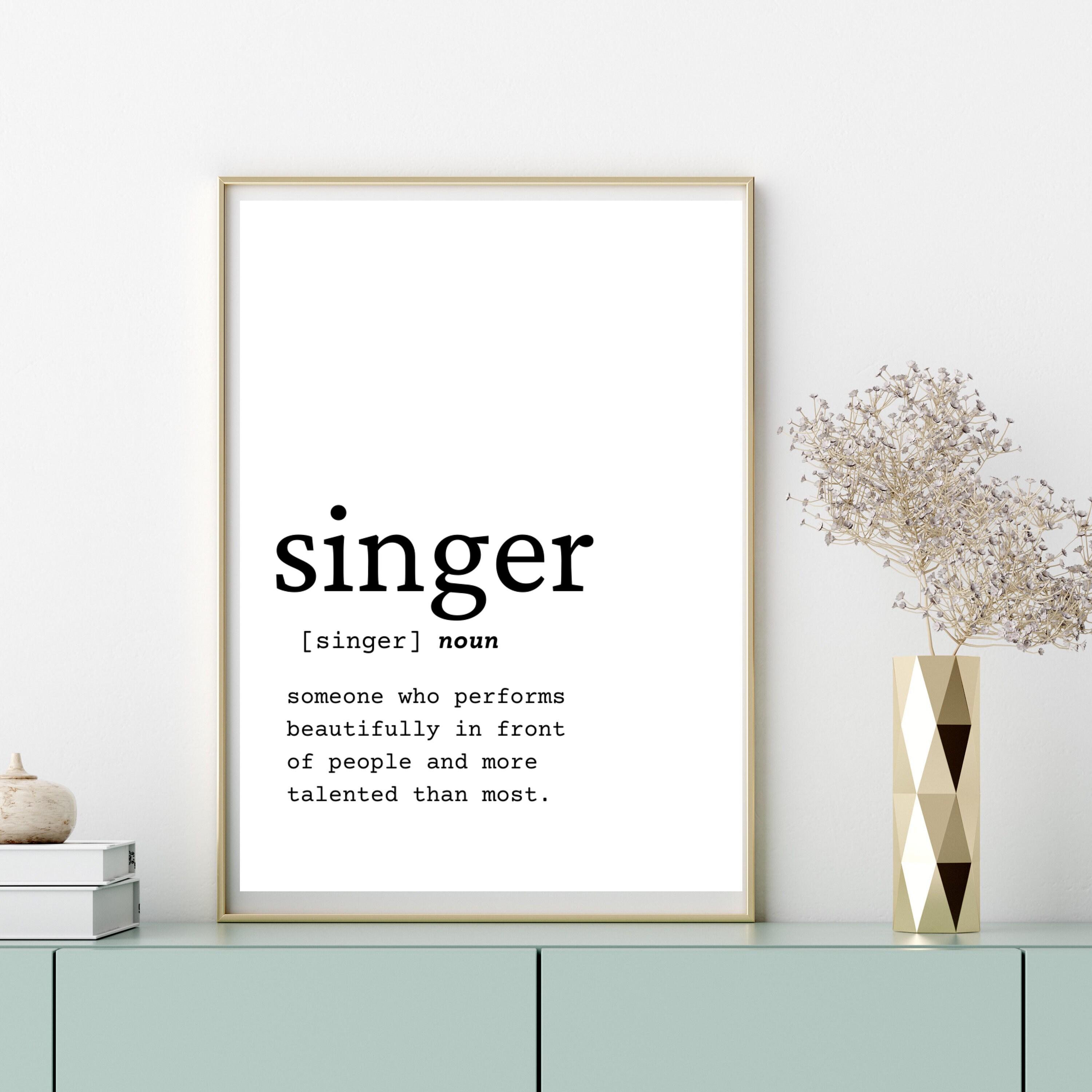 Singer Definition Wall Art, Gift for Singer, Singer Digital Print ...