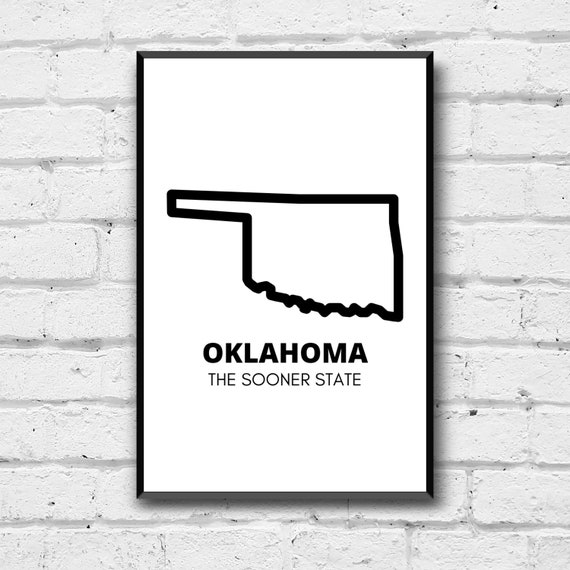 Oklahoma State Wall Art Oklahoma Digital Print The Sooner | Etsy