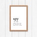 Spy Definition Wall Art, Spy Gift Idea, Spy Digital Print, Gift Idea ...