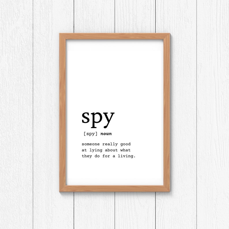 Spy Definition Wall Art, Spy Gift Idea, Spy Digital Print, Gift Idea ...