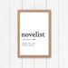 Novelist Definition Art Print: Gift for Writers (digital Download) - Etsy