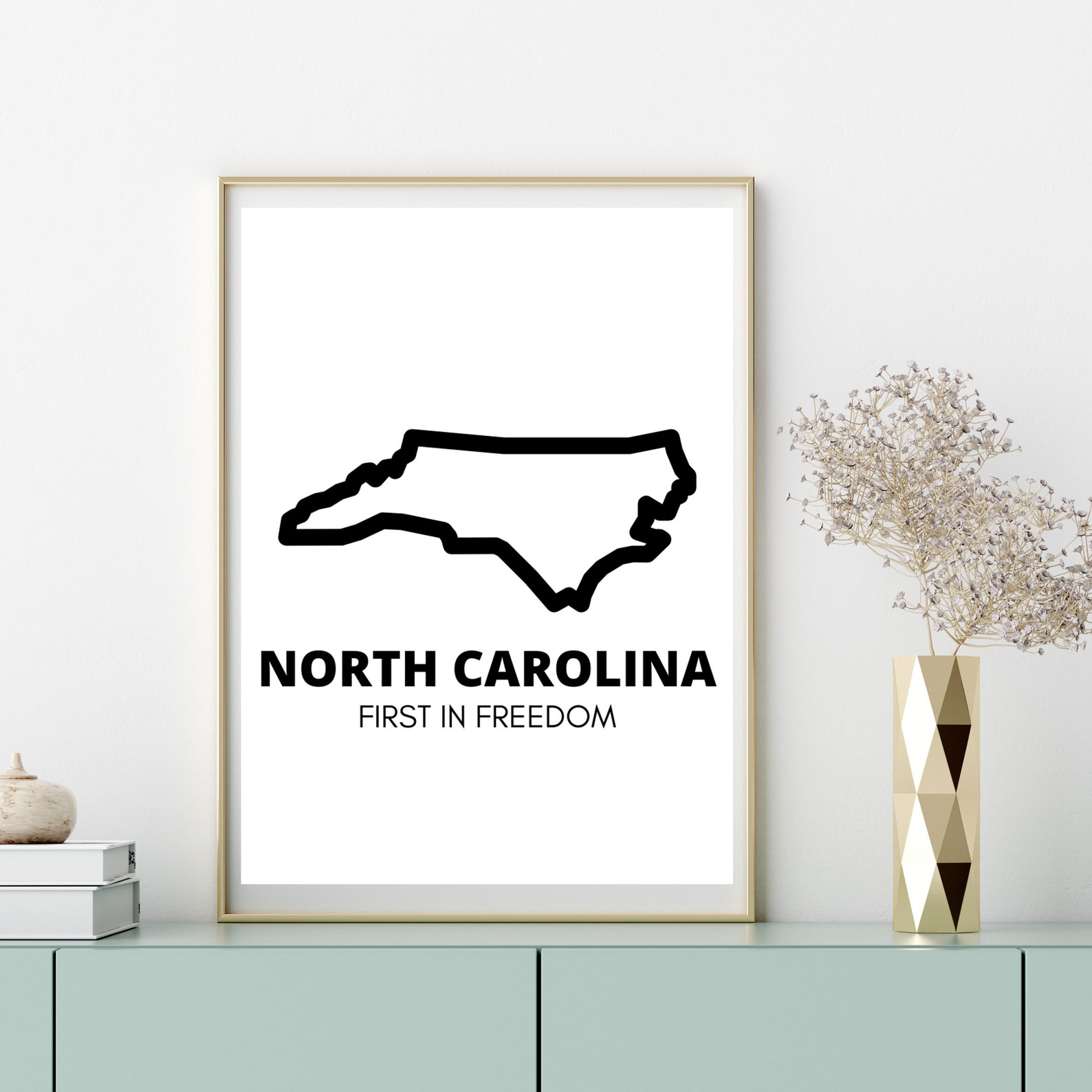 North Carolina State Wall Art, North Carolina Digital Print, First in ...