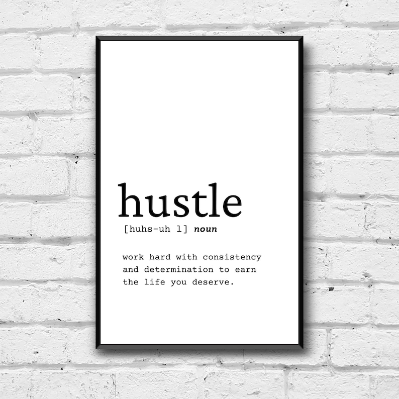 Hustle Definition Print: Minimalist Office Wall Art (digital Download ...