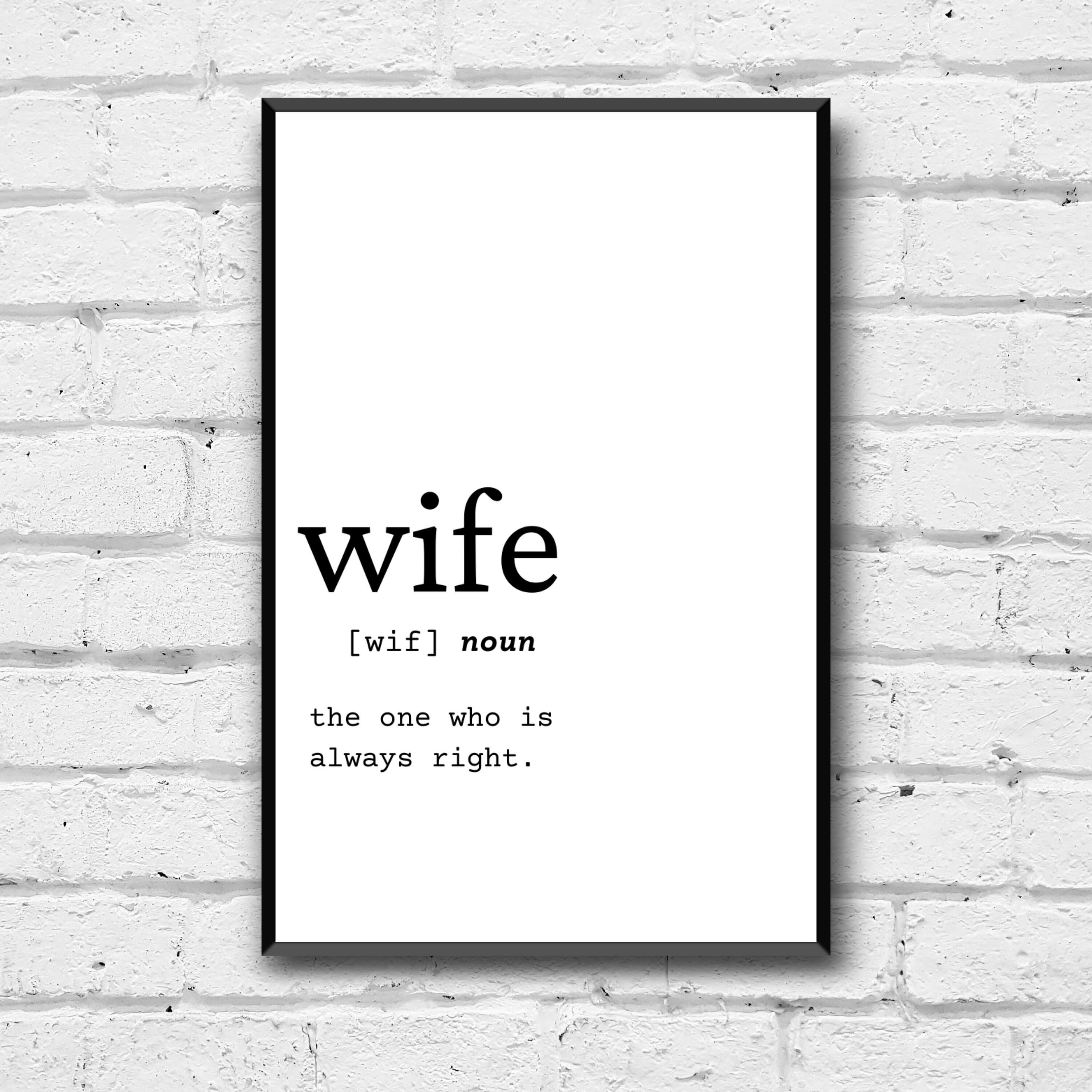 Wife Definition Art Digital Download Simple Wife Wall Art - Etsy