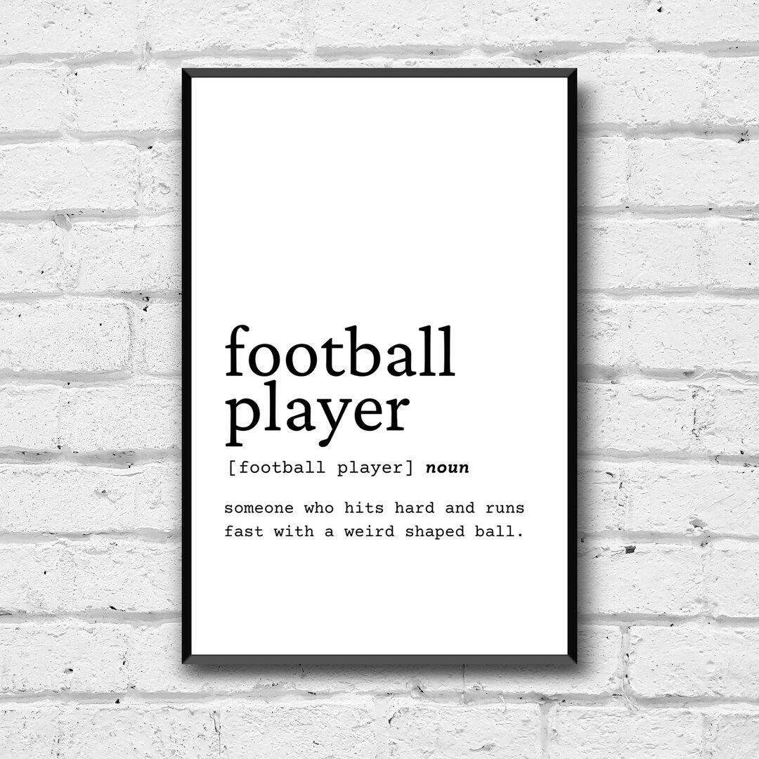 Football Player Definition Wall Art, Football Player Home Decor, Boy's ...