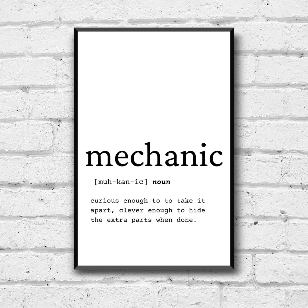 Mechanic Definition Wall Art, Mechanic Digital Print, Gift for Mechanic ...