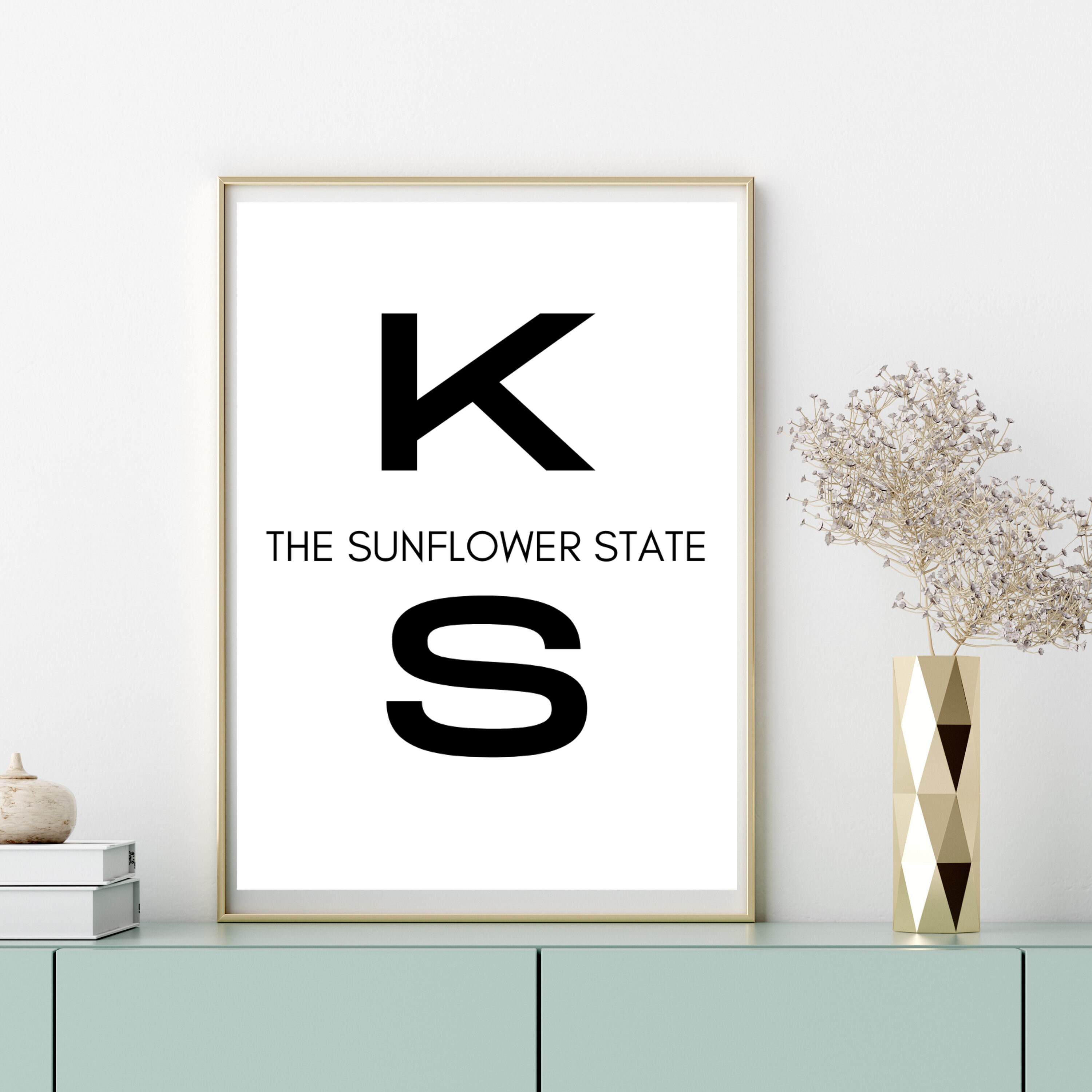 Kansas State Wall Art Digital Download Kansas Initials Home - Etsy
