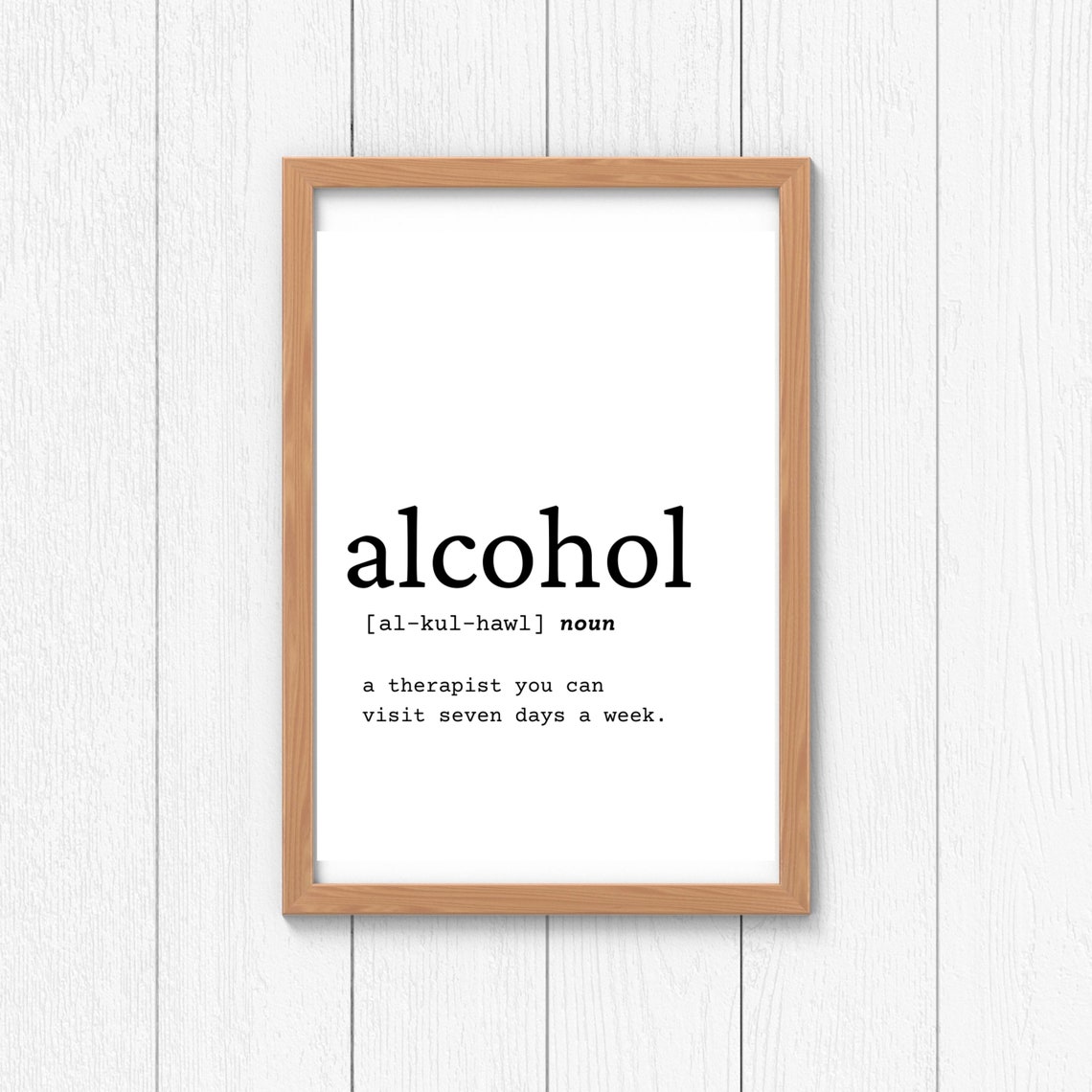 Alcohol Definition Art Print: Funny Bar Wall Decor (digital Download ...