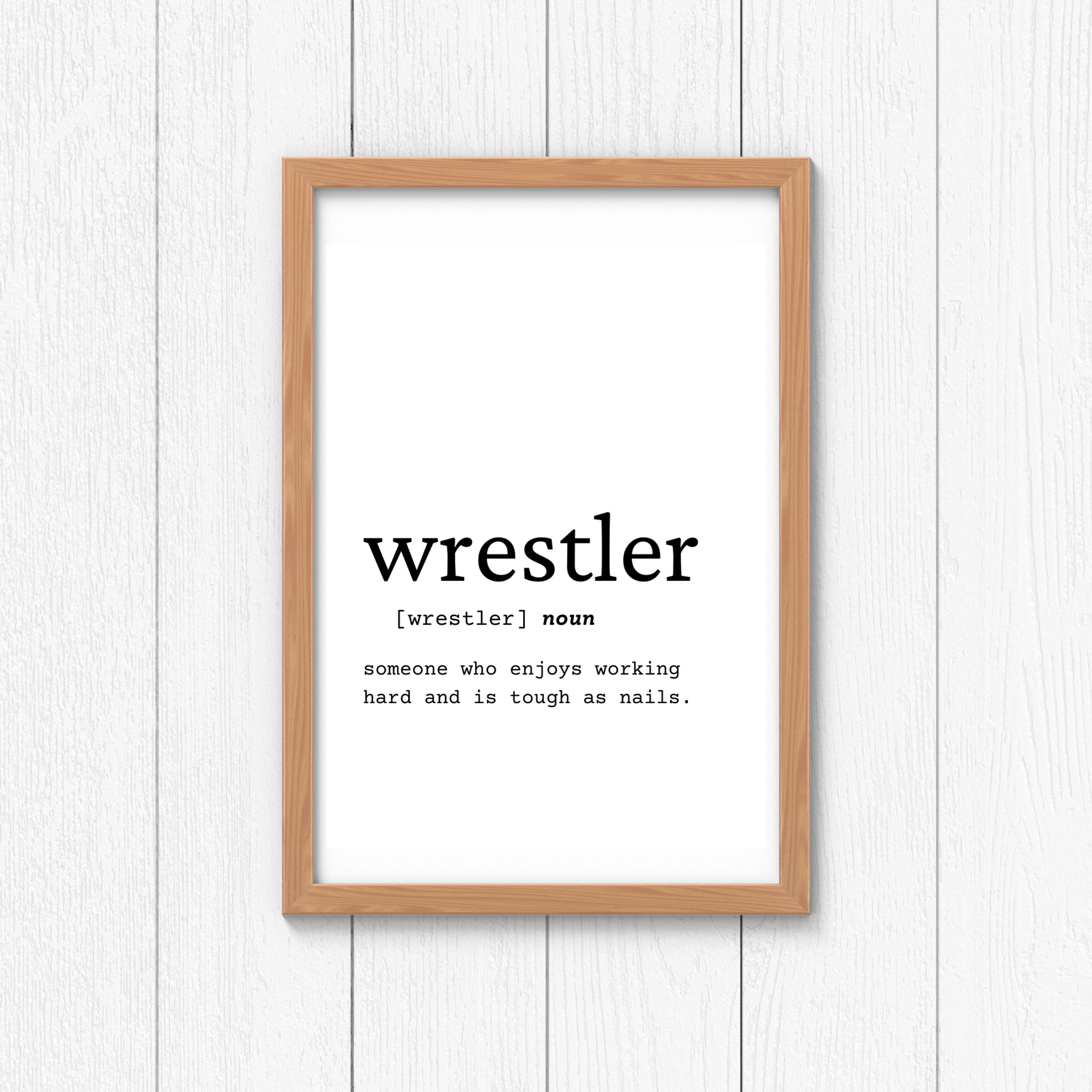 Wrestler Definition Wall Art, Wrestler Home Décor, Boy’s Room Décor ...