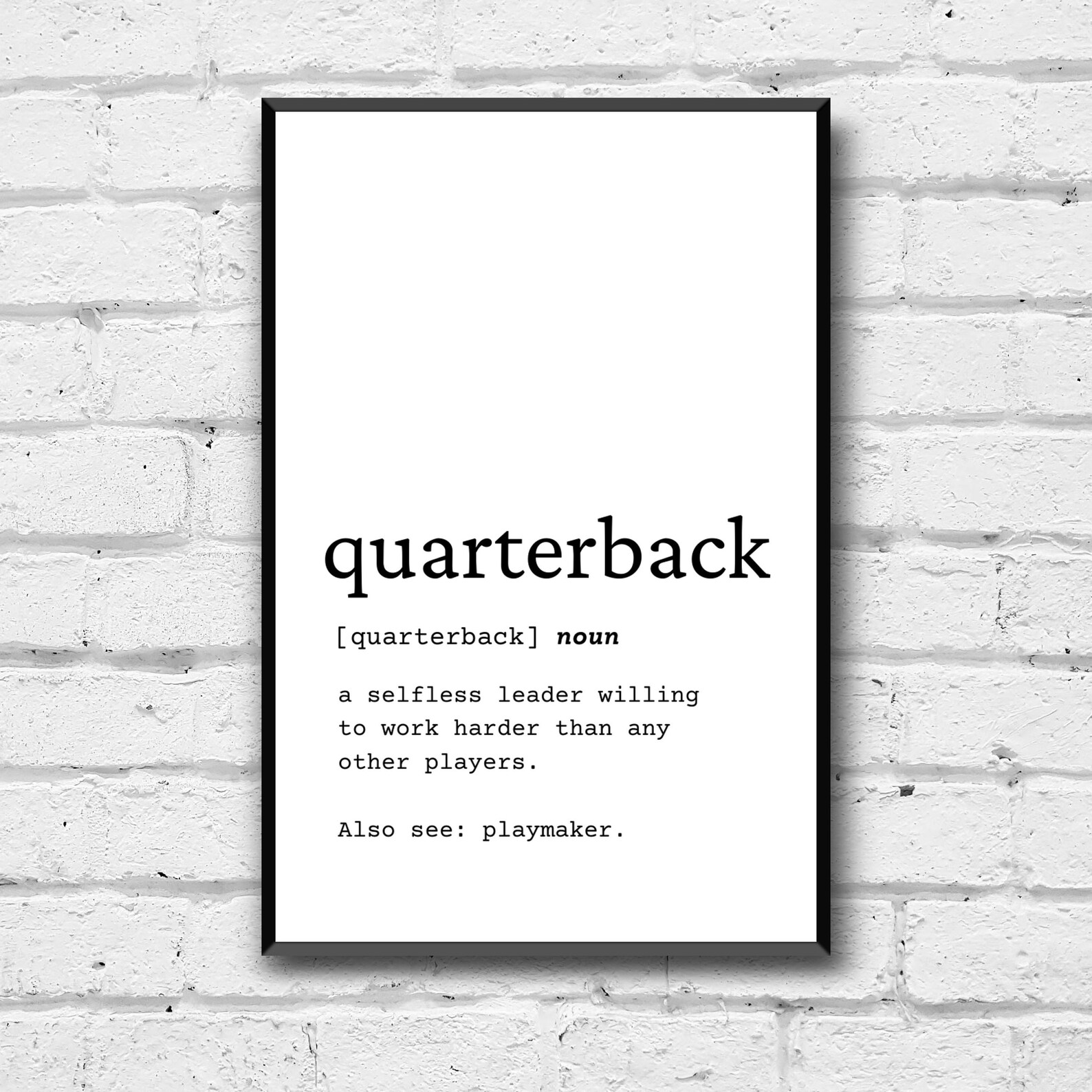 Quarterback Definition Wall Art, Quarterback Gift Idea, Quarterback ...
