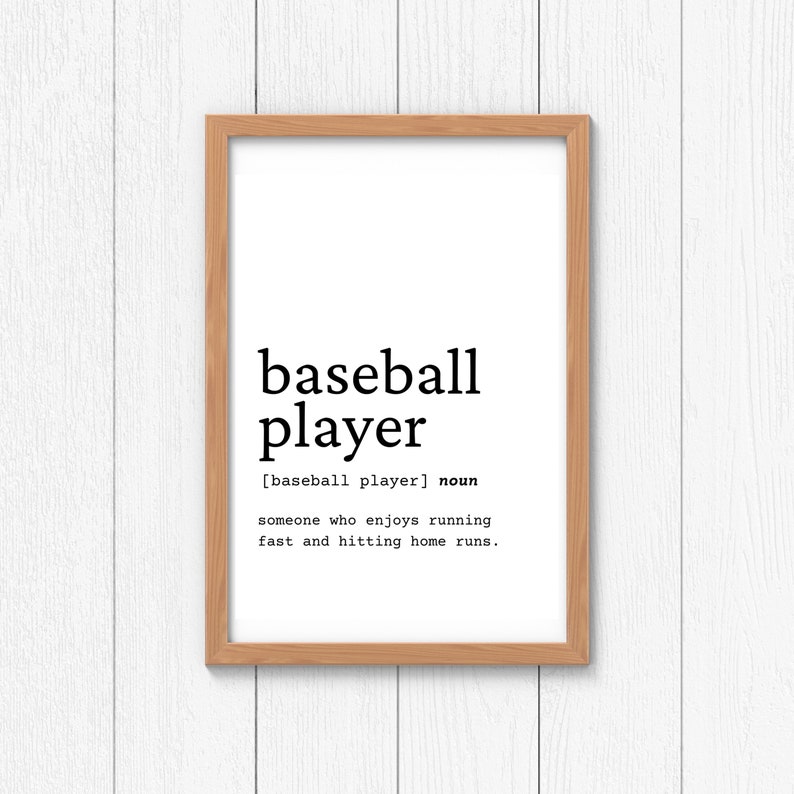 Baseball Player Definition Wall Art Baseball Player Home | Etsy