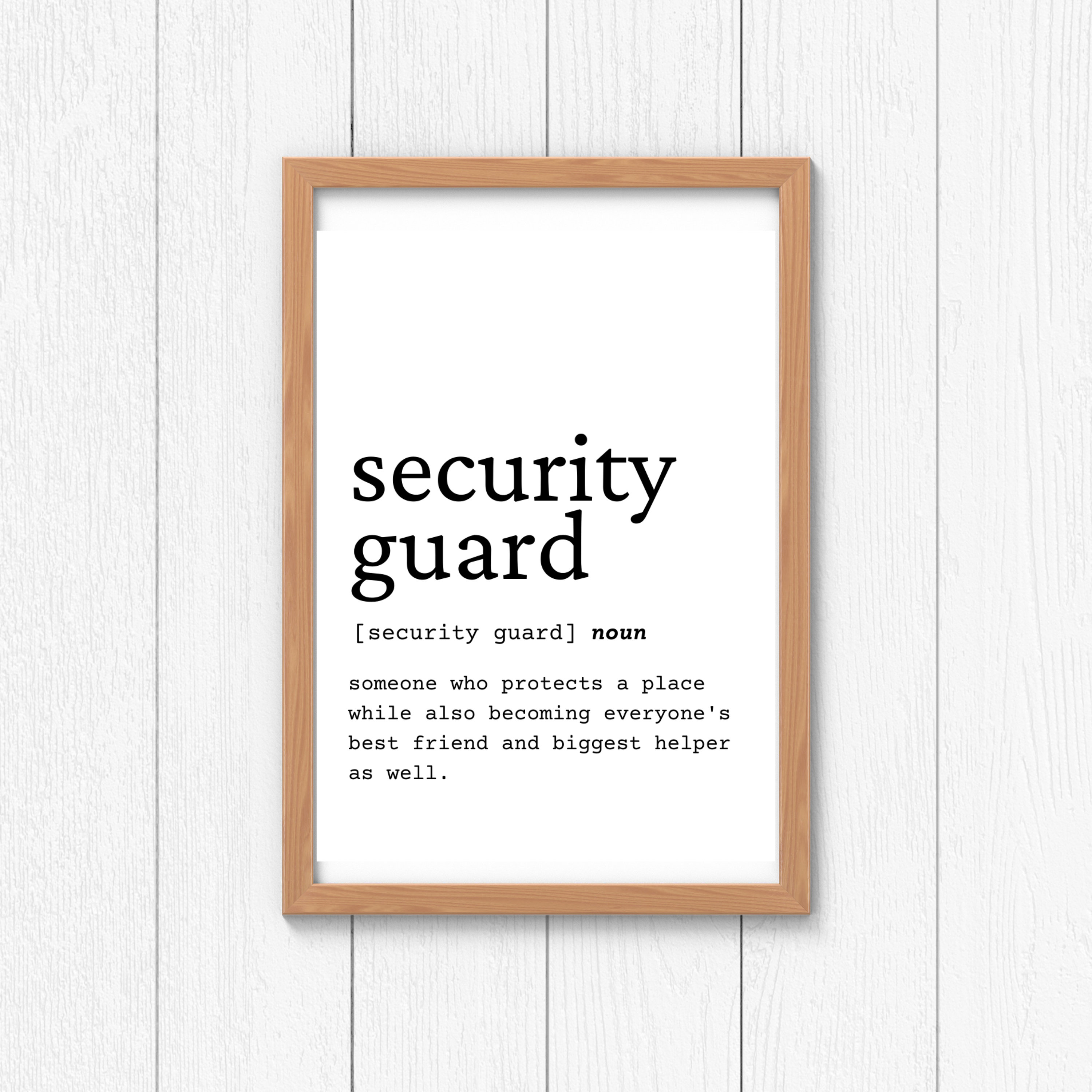 Security Guard Definition Wall Art, Security Guard Gift Idea, Security ...