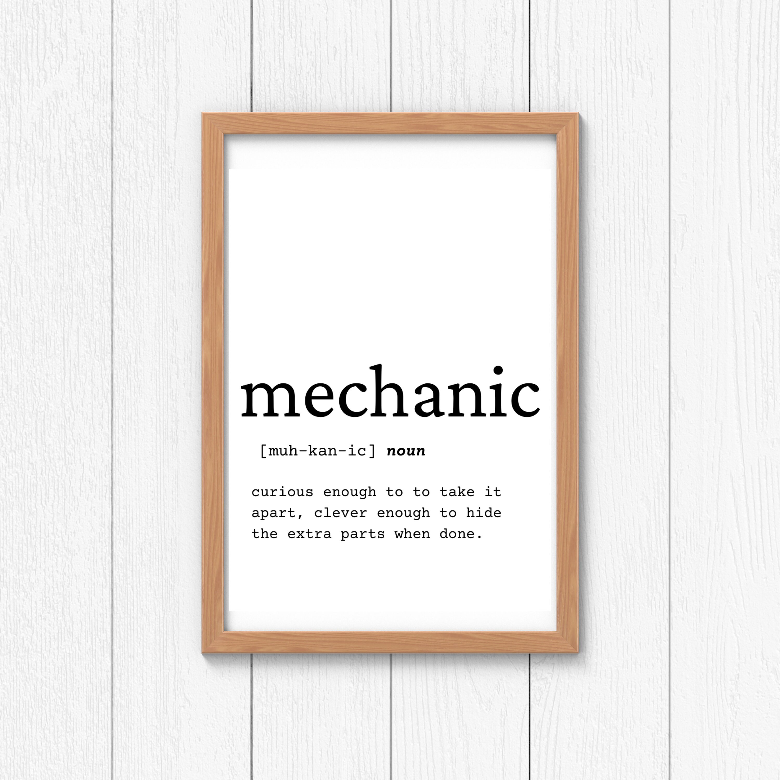 Mechanic Definition Print: Mechanic Office Wall Art (digital Download ...
