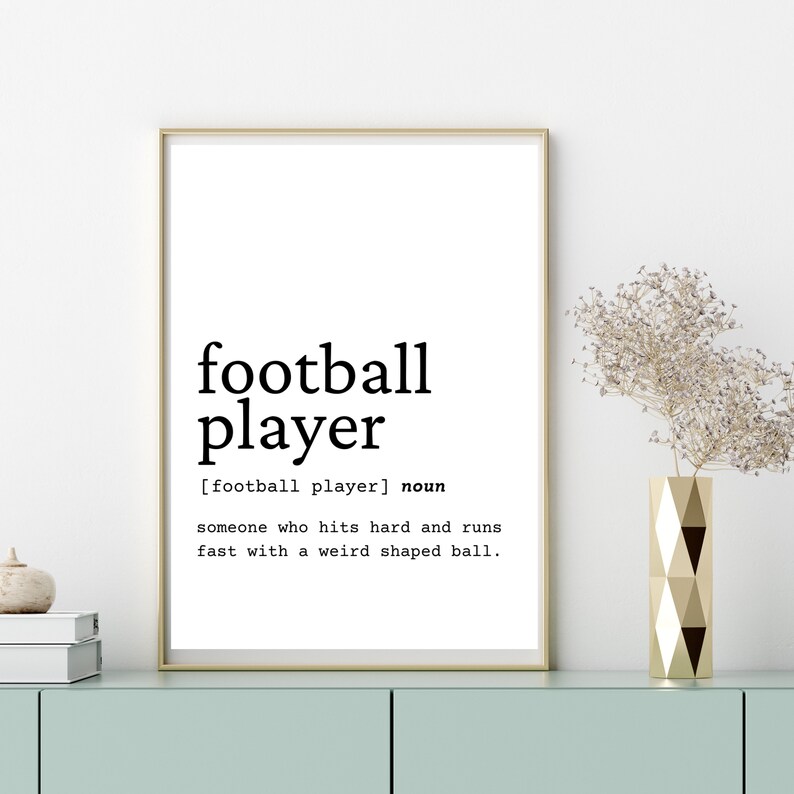Football Player Definition Wall Art, Football Player Home Decor, Boy's ...