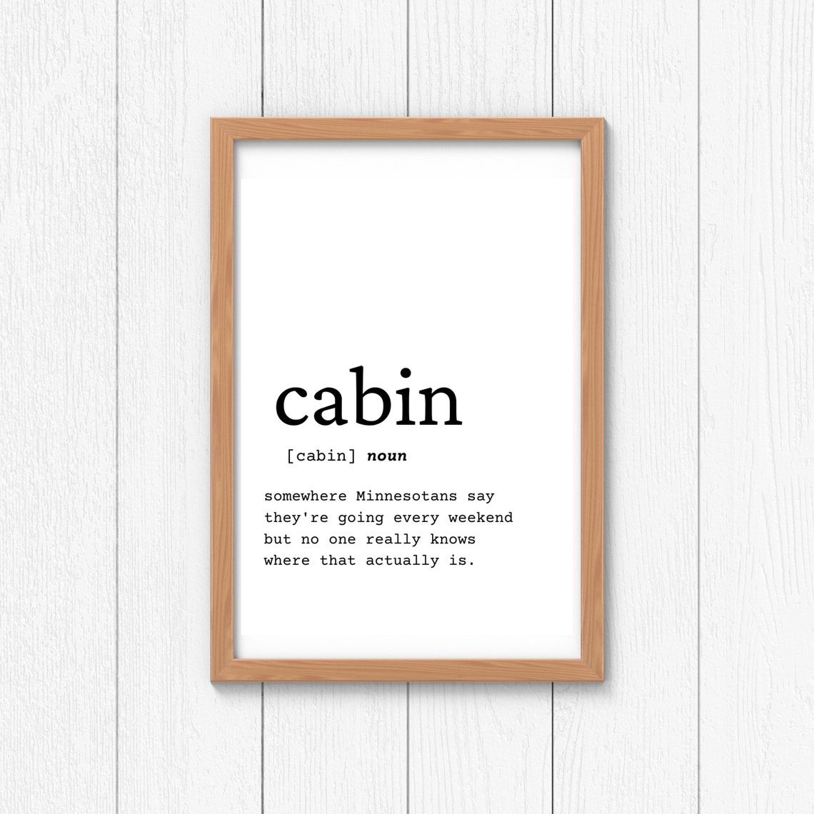 Cabin Definition Wall Art, Funny Cabin Decor, Cabin Digital Download ...