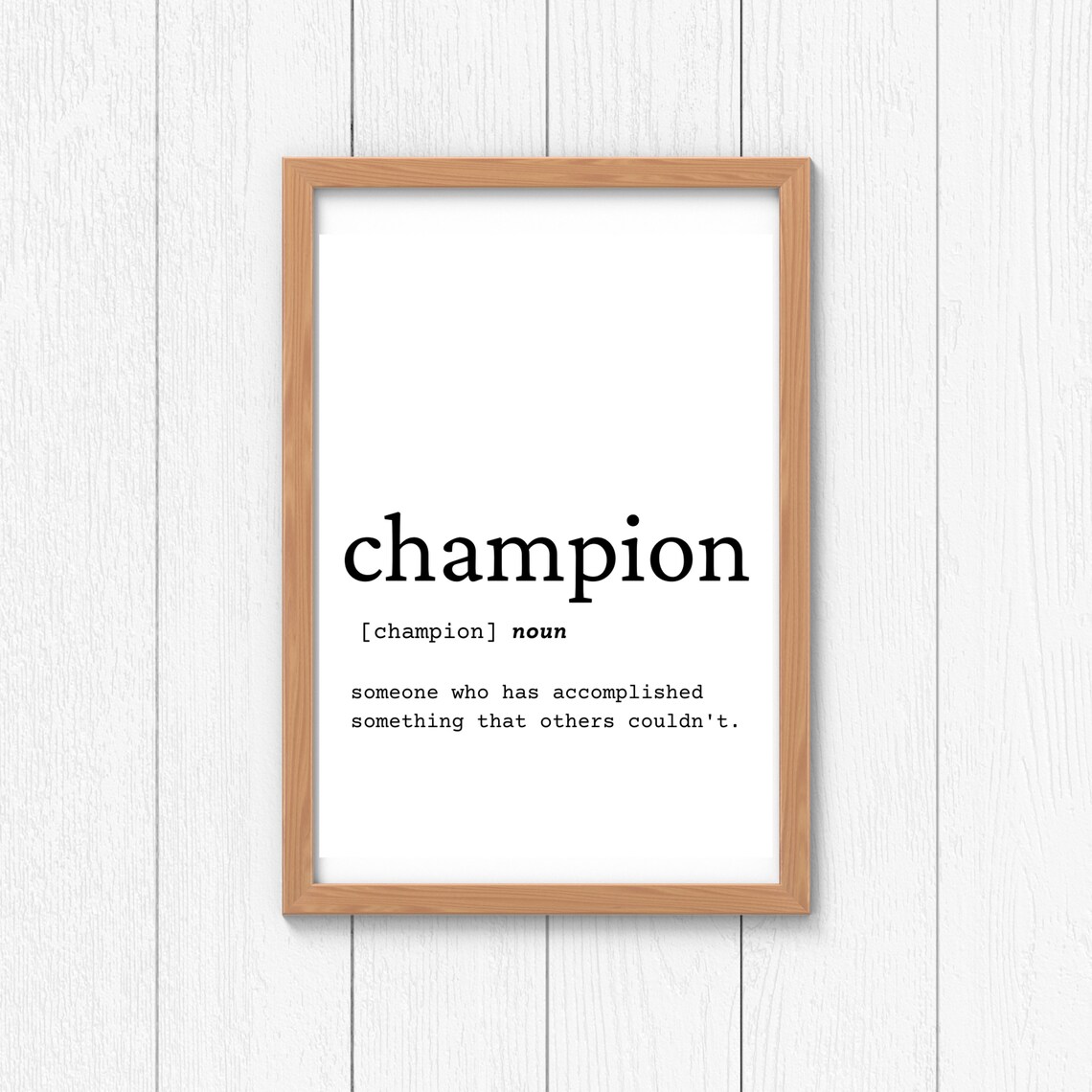 Champion Definition Wall Art, Champion Gift Idea, Champion Digital ...