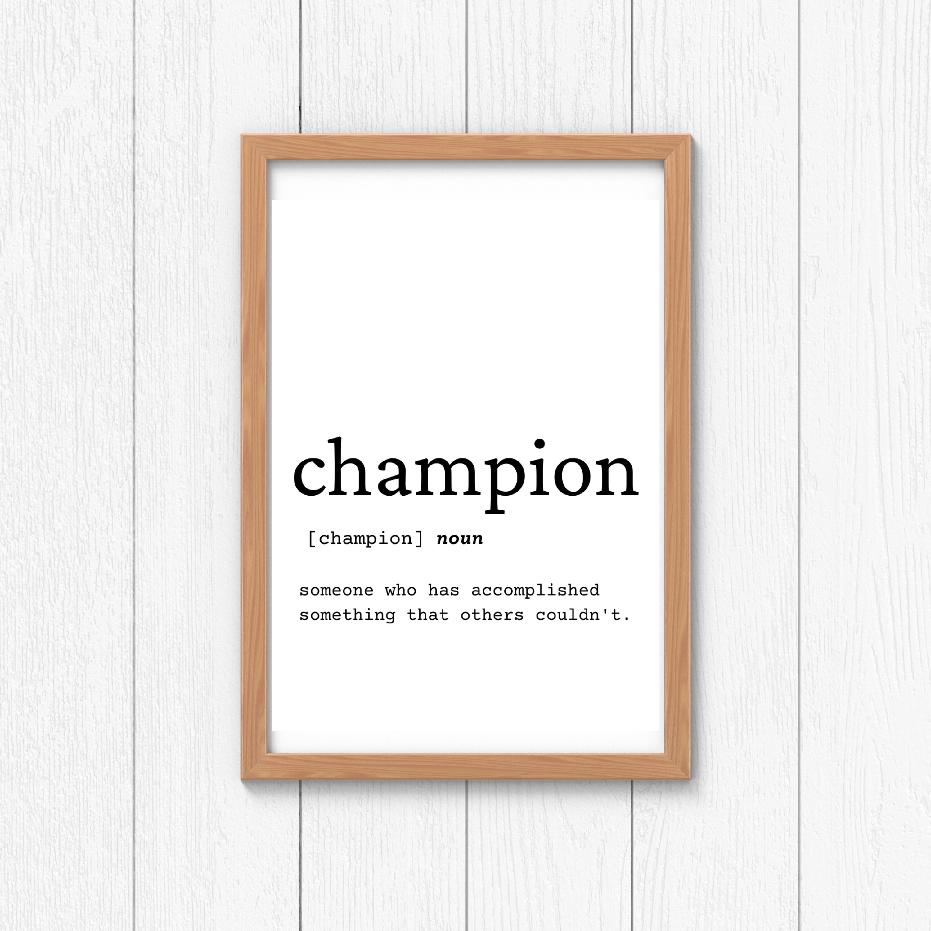 Champion Definition Wall Art, Champion Gift Idea, Champion Digital ...