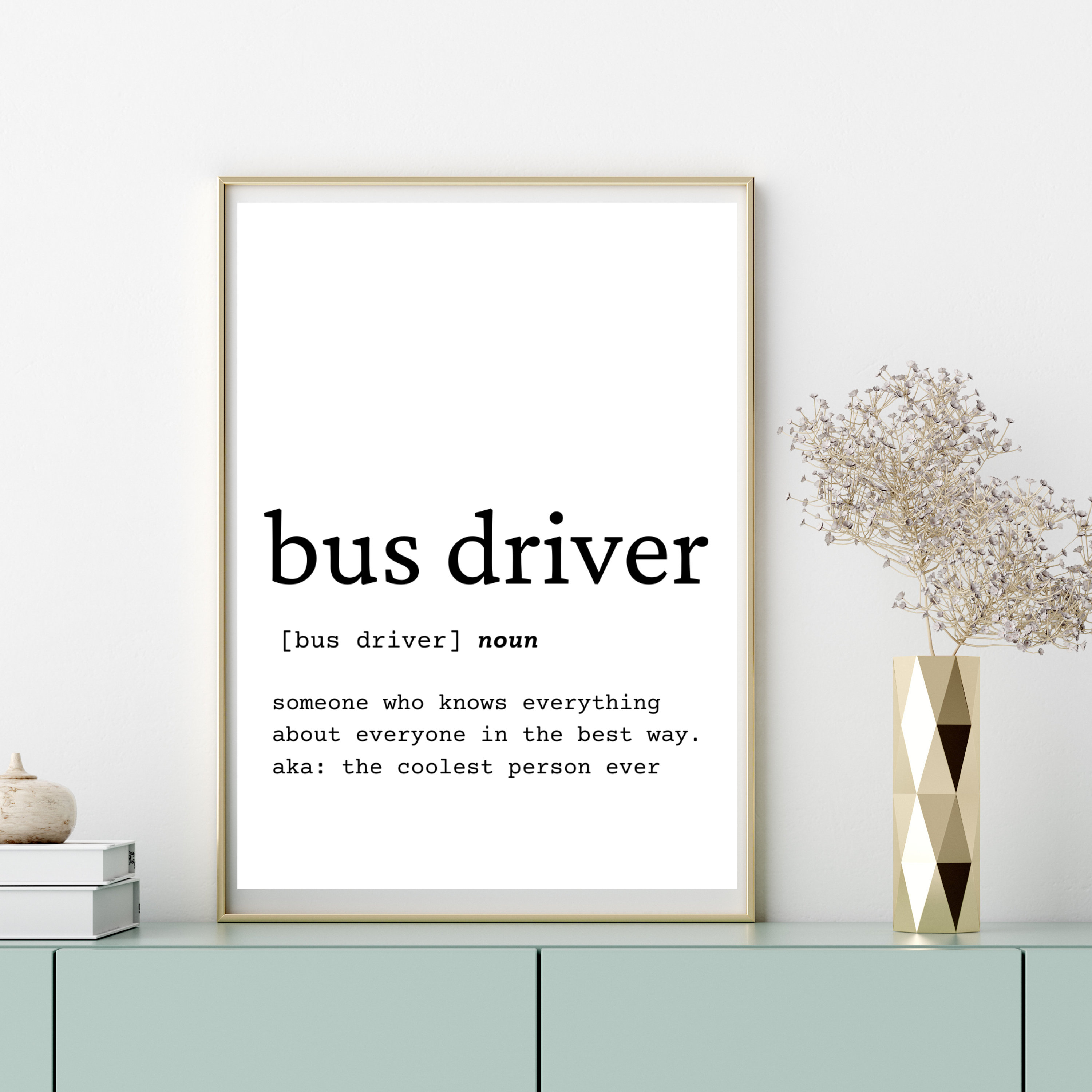 Bus Driver Definition Wall Art, Gift for Bus Driver, Funny Bus Driver ...