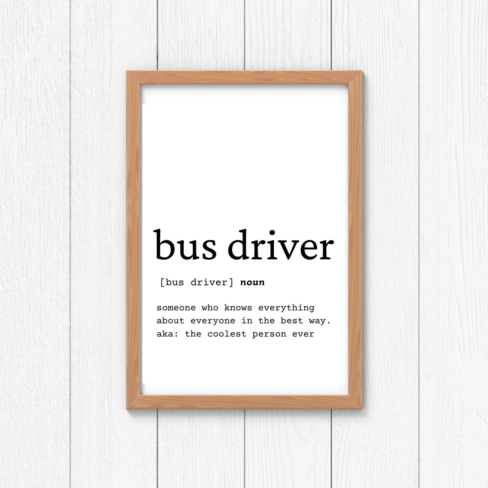 Bus Driver Definition Wall Art, Gift for Bus Driver, Funny Bus Driver ...