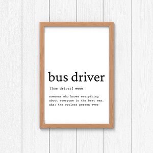 Bus Driver Definition Wall Art, Gift for Bus Driver, Funny Bus Driver ...