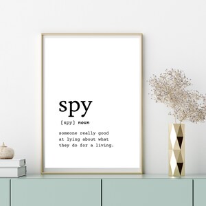 Spy Definition Wall Art, Spy Gift Idea, Spy Digital Print, Gift Idea ...