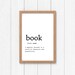 Book Definition Wall Art, Digital Download, Definition Decor, Digital ...