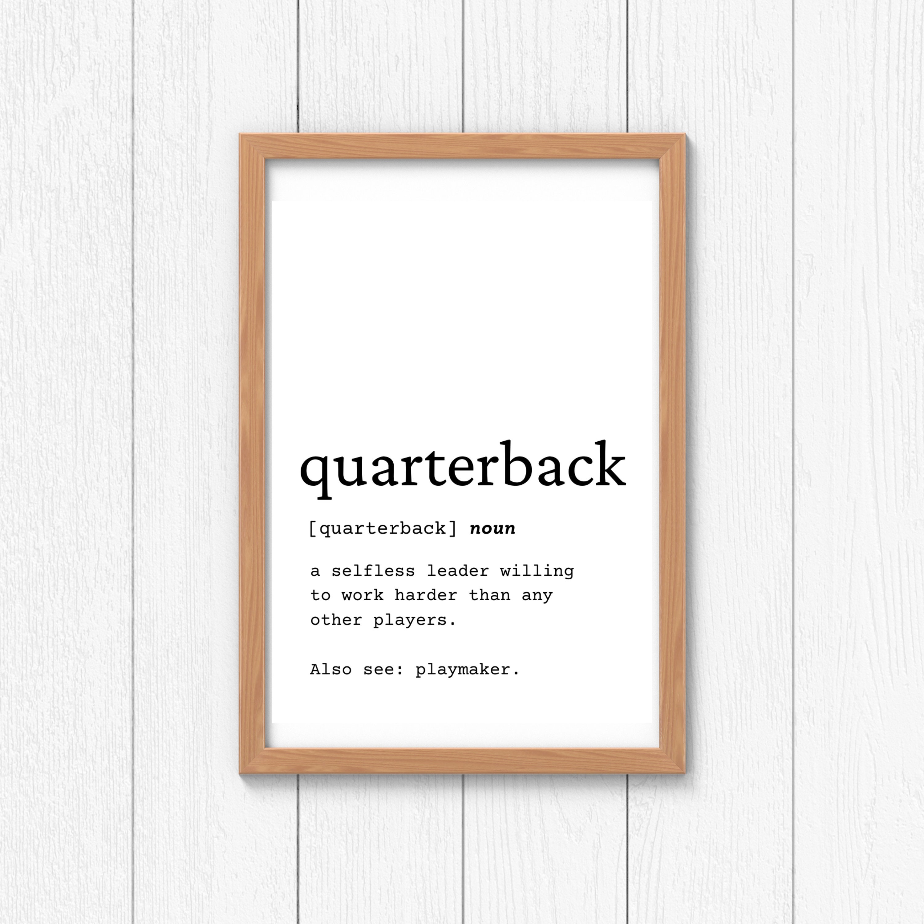 Quarterback Definition Wall Art, Quarterback Gift Idea, Quarterback ...