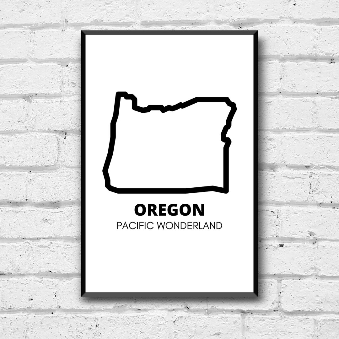 Oregon State Wall Art, Oregon Digital Print, Pacific Wonderland State ...