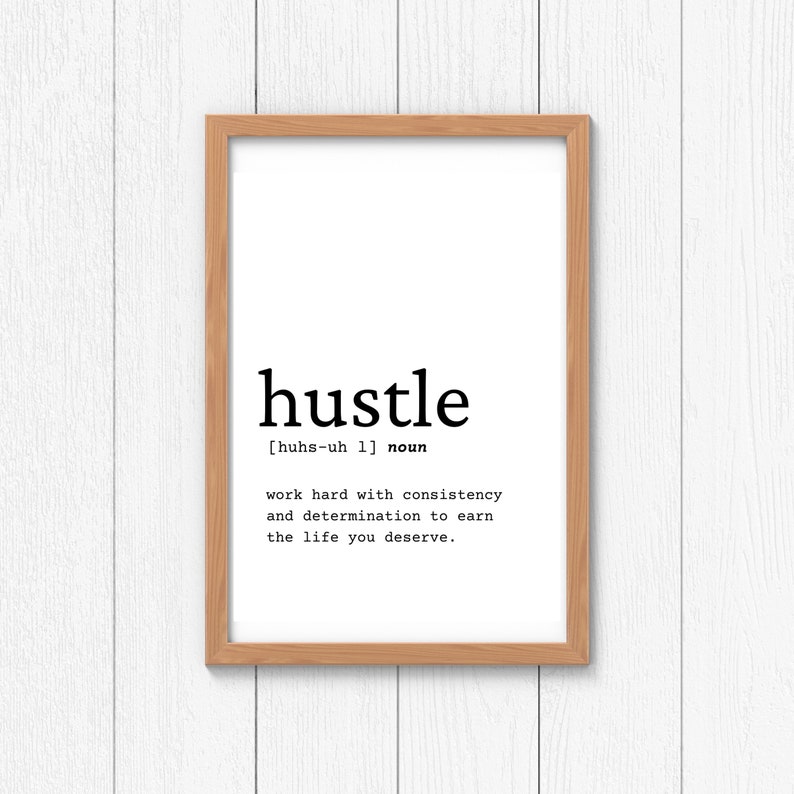 Hustle Definition Print: Minimalist Office Wall Art (digital Download ...