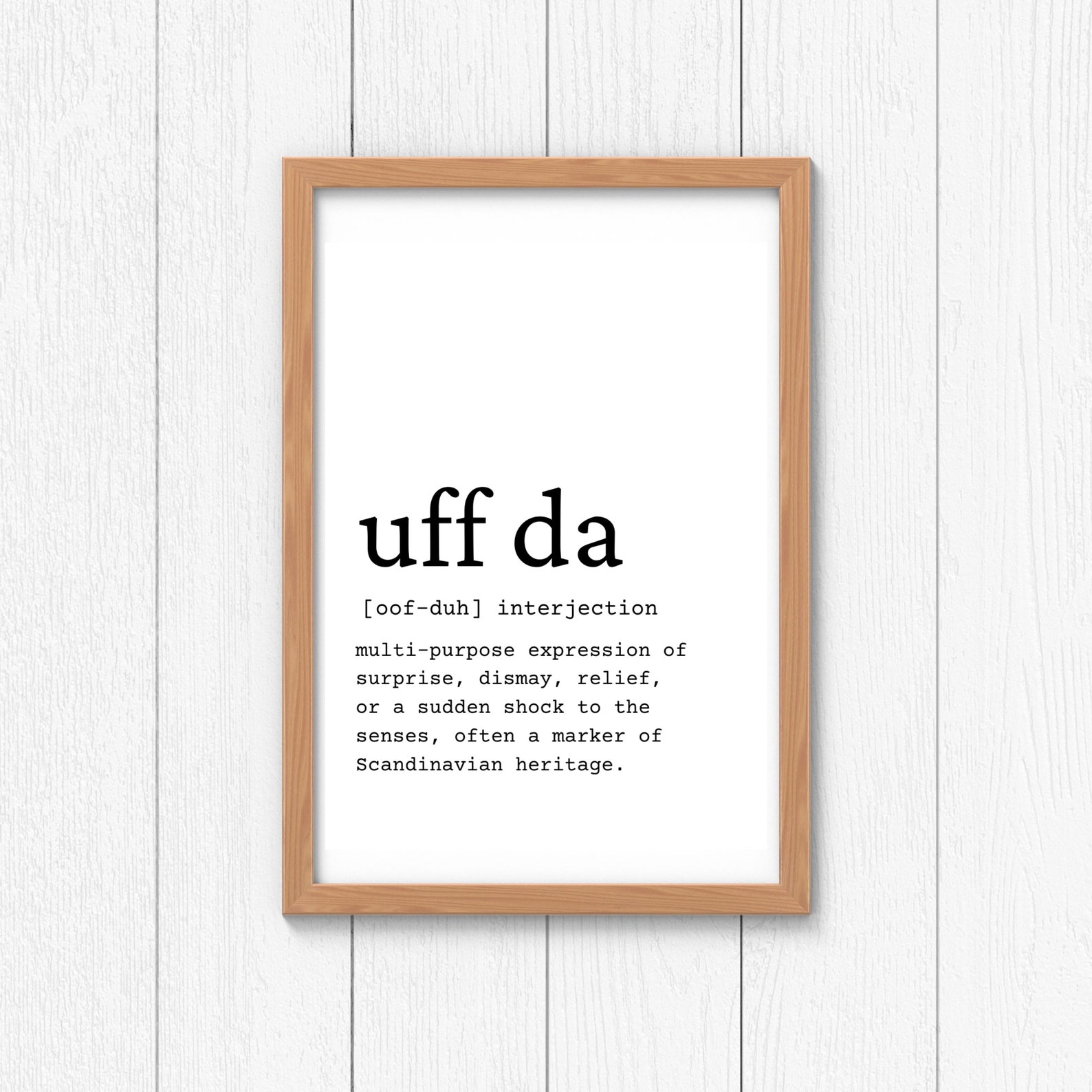 Uff Da Definition Wall Art, Digital Download, Definition Home Decor ...
