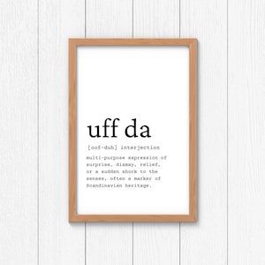 Uff Da Definition Wall Art, Digital Download, Definition Home Decor ...