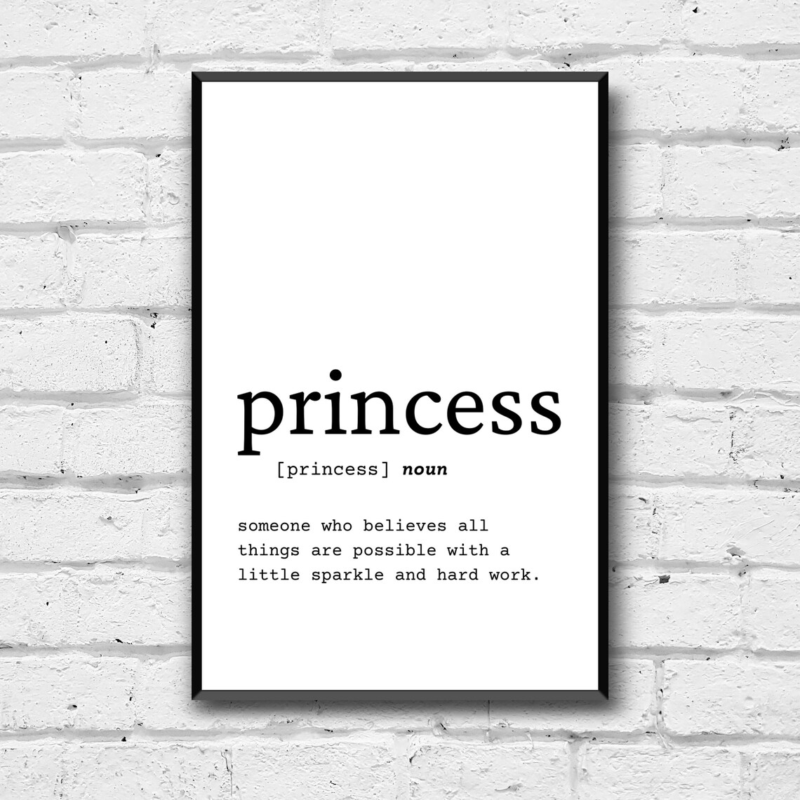Princess Definition Wall Art Princess Gift Idea Princess | Etsy