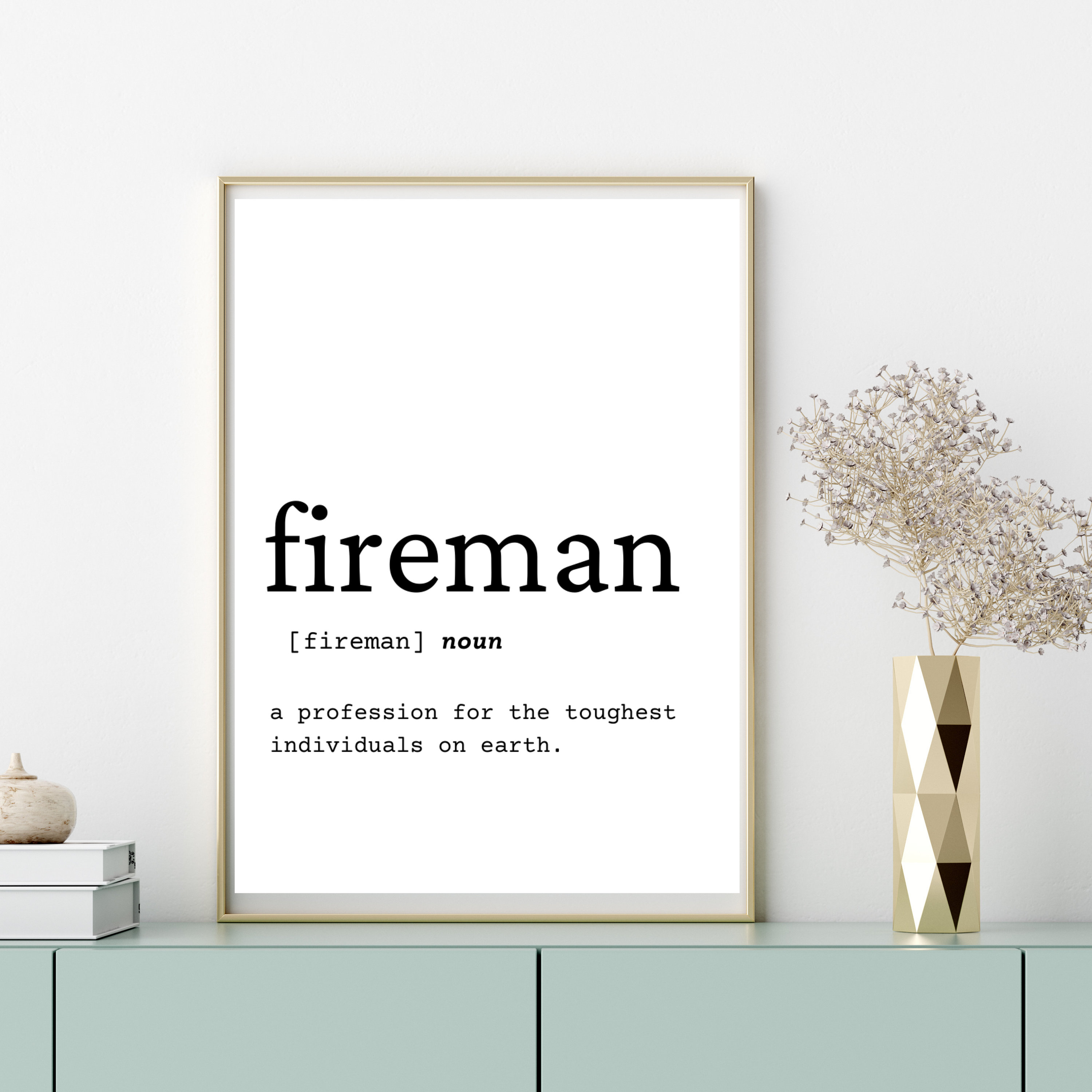 Fireman Definition Wall Art, Fireman Digital Download, Fireman Print ...
