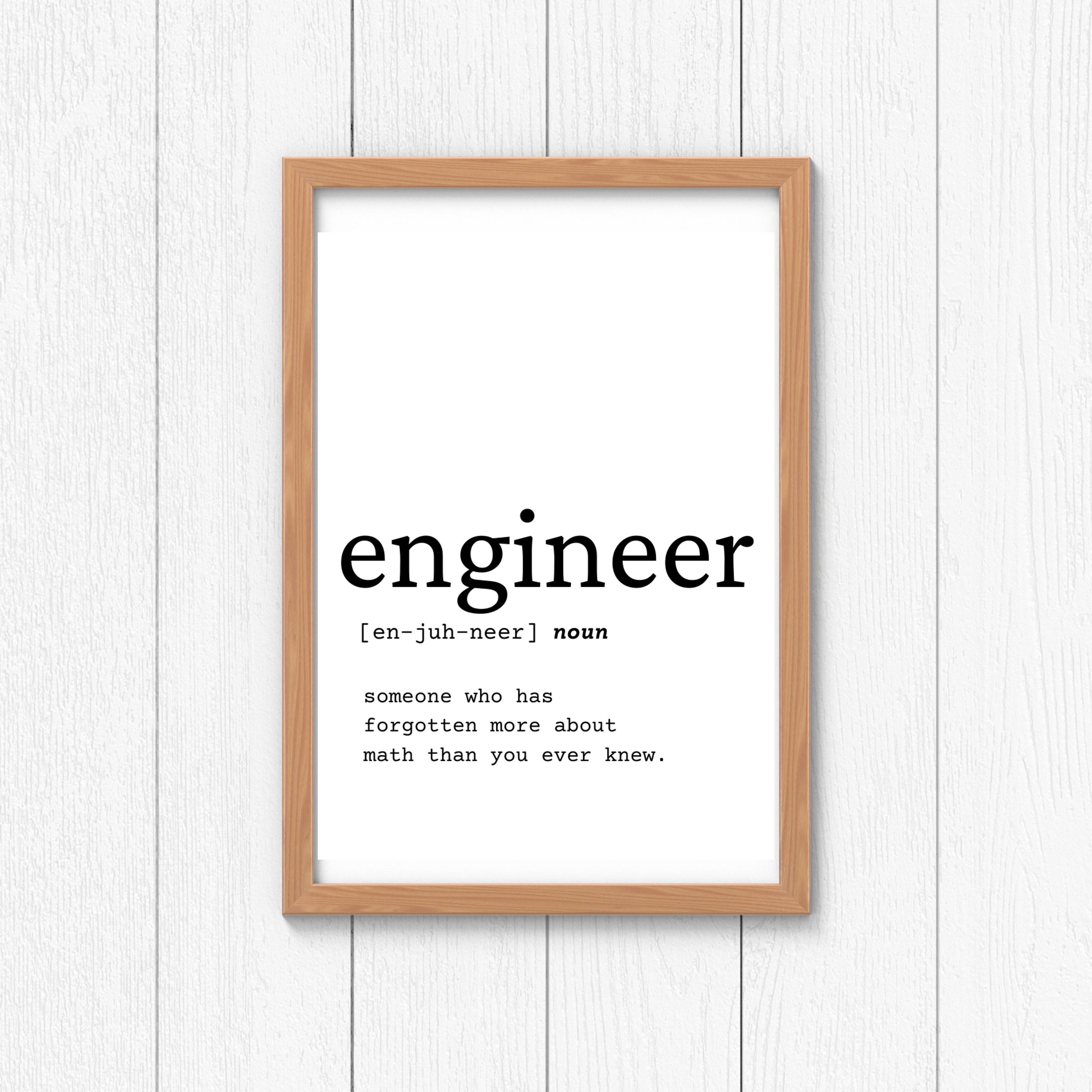 Engineer Definition Wall Art, Digital Download, Definition Home Decor ...