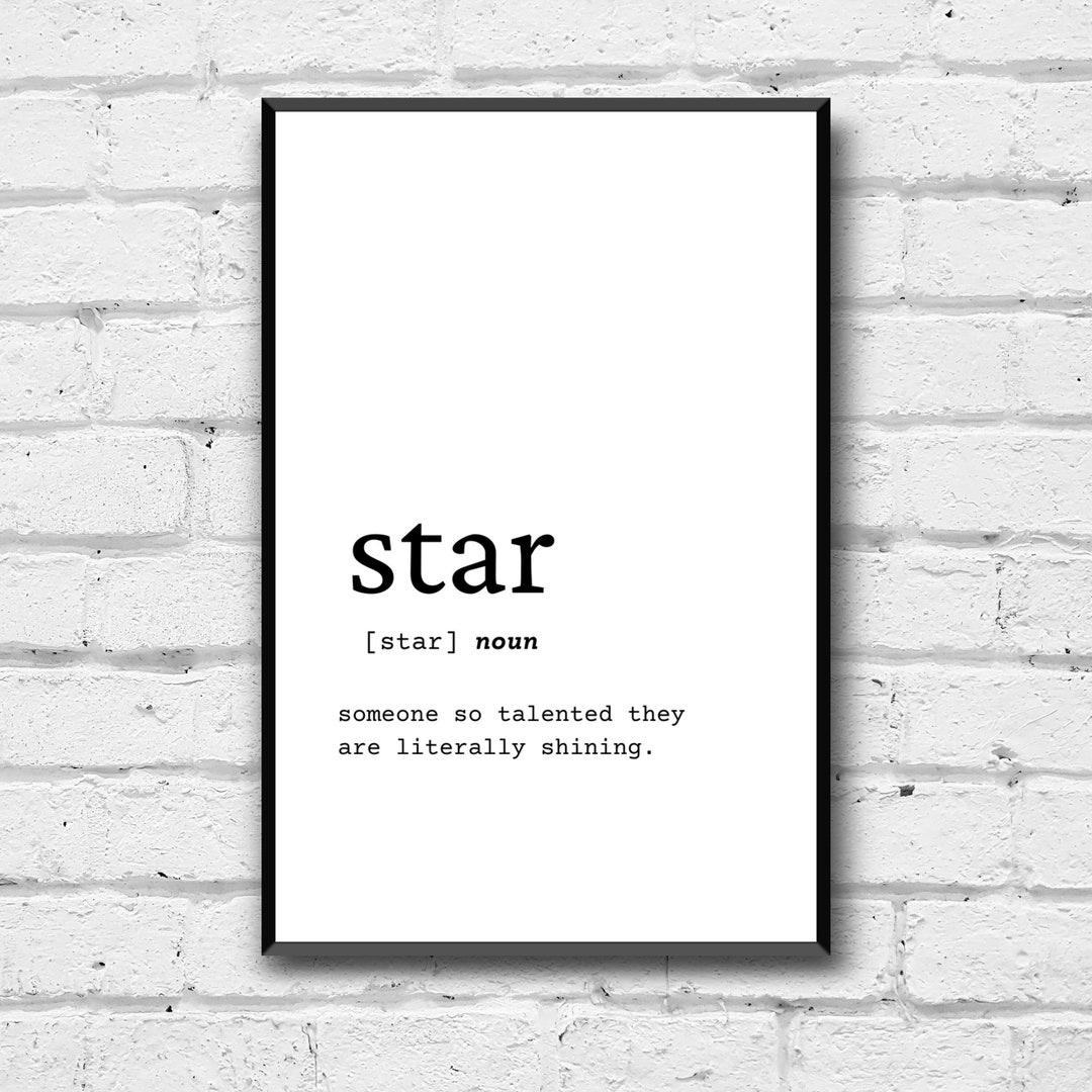 Star Definition Wandkunst, Stern Geschenkidee, Stern Digitaldruck ...